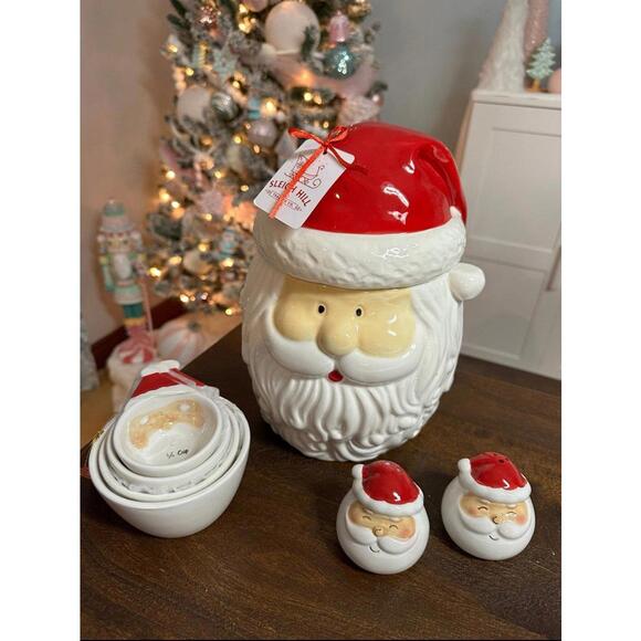 Holiday | Sleigh Hill Santa Cookie Jar Caister Measuring Cups Salt And ...